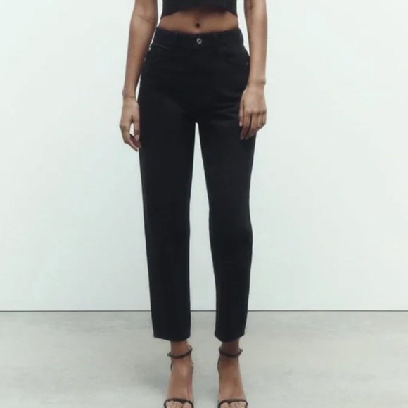 Zara | Jeans | Zara Acid Pre Washed Black Highwaisted Mom Fit Denim ...